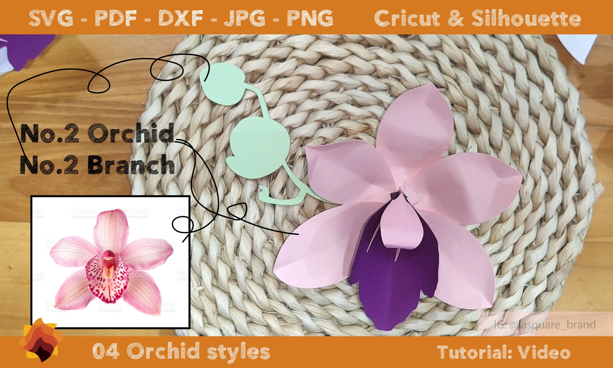 04 Orchids Paper Flowers Templates SVG PDF DXF Jpg Png, Diy Paper ...