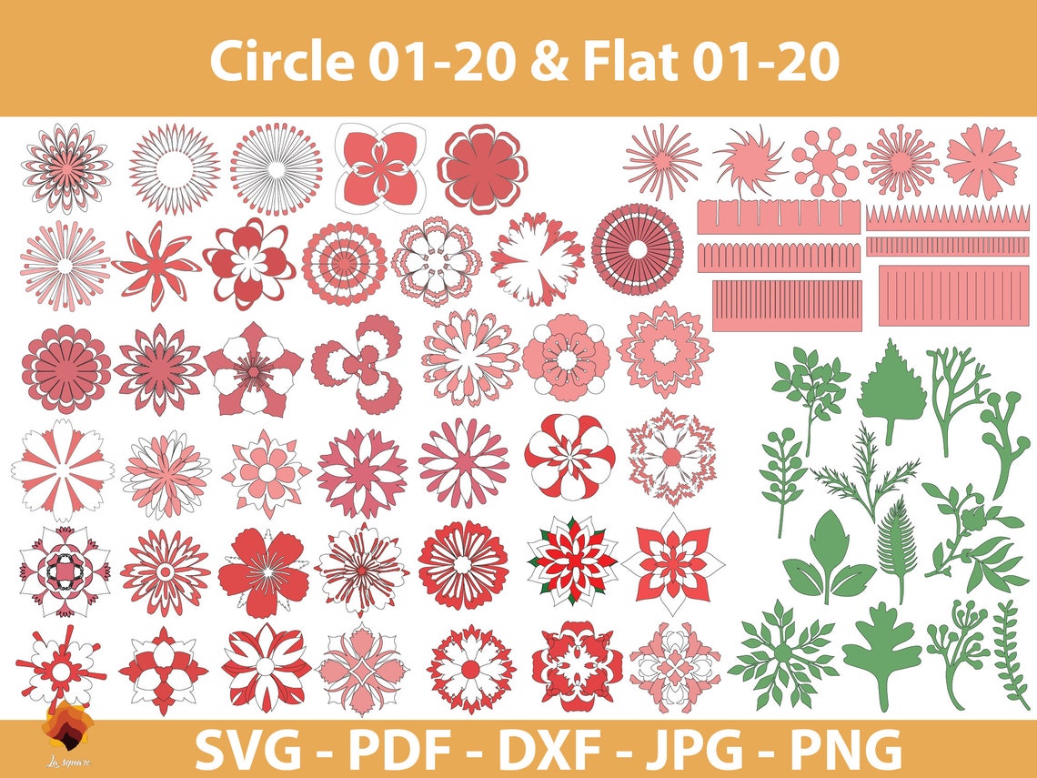 40 Circle Paper flowers SVG flower templates flower | Etsy