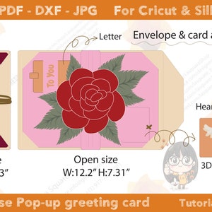 3D Pop-up Rose Greeting Card Flower Pop up Card Printable 3d - Etsy