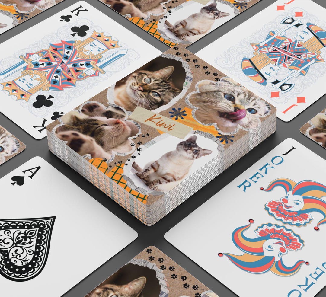 Personalized Collage Pics Poker Playing Cards, Cat Dog Pet Customized ...
