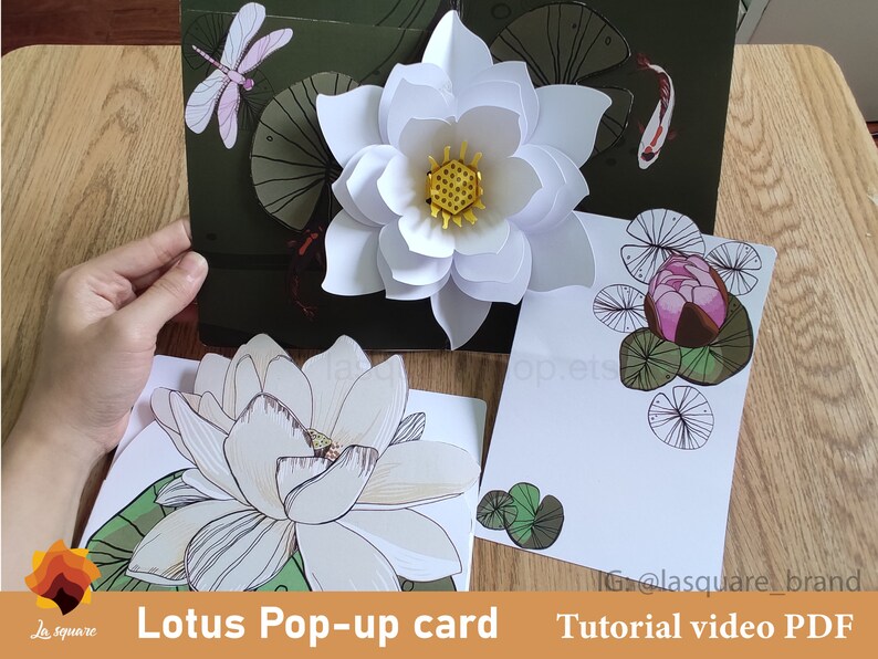 3D Lotus Pop-up Greeting Card 5x7 Flower Pop-up Card | Etsy