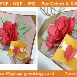 3D Pop-up Rose Greeting Card Flower Pop up Card Printable 3d - Etsy