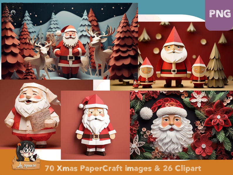 Xmas Papercraft Clipart: Holiday PNG Images (instant Download) - Etsy