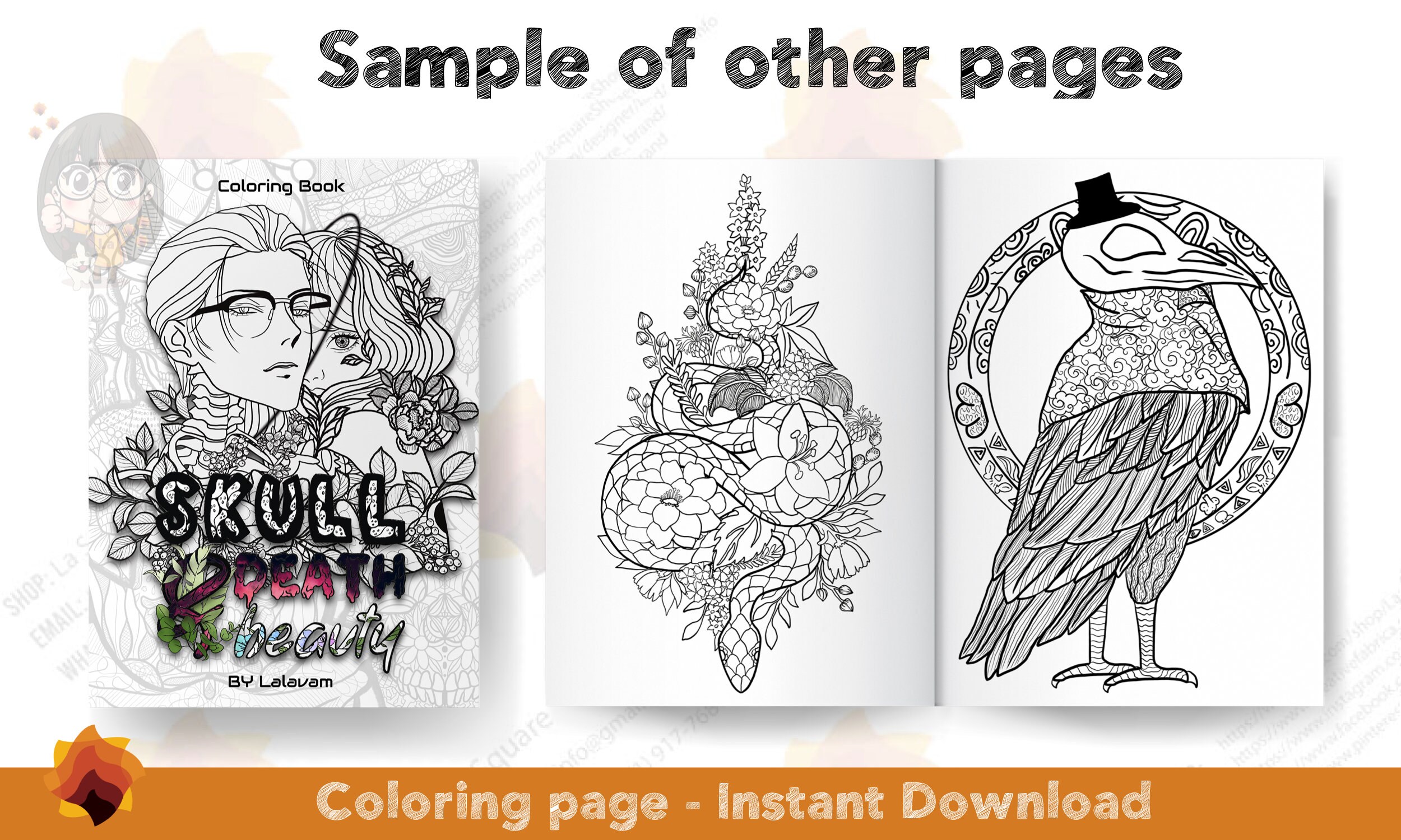 Set of 2 Raven Lover Coloring Pages for Adults Line Art - Etsy