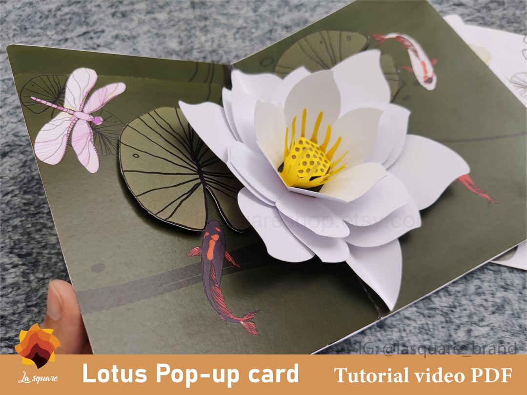 3D Lotus Pop-up Greeting Card 5x7 Flower Pop-up Card - Etsy