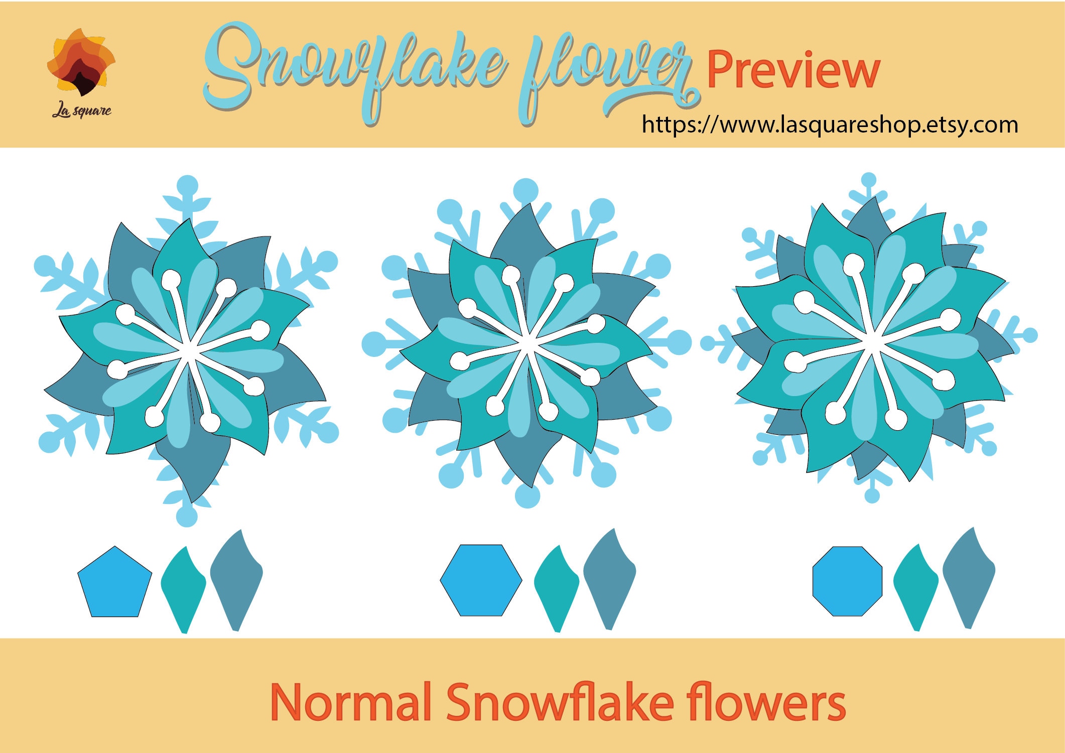 Snowflake flowers backdrop template Christmas Paper Flowers | Etsy