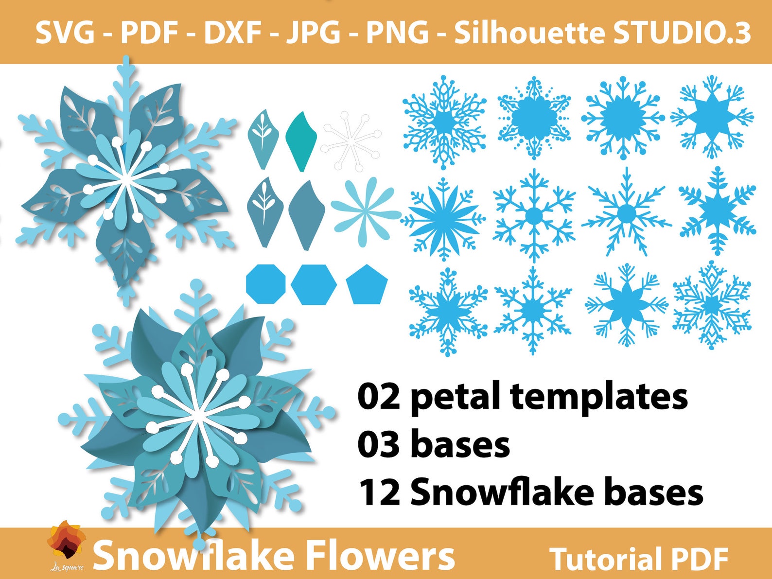 Snowflake Paper Flower Templates: Christmas SVG Decor (digital Files ...