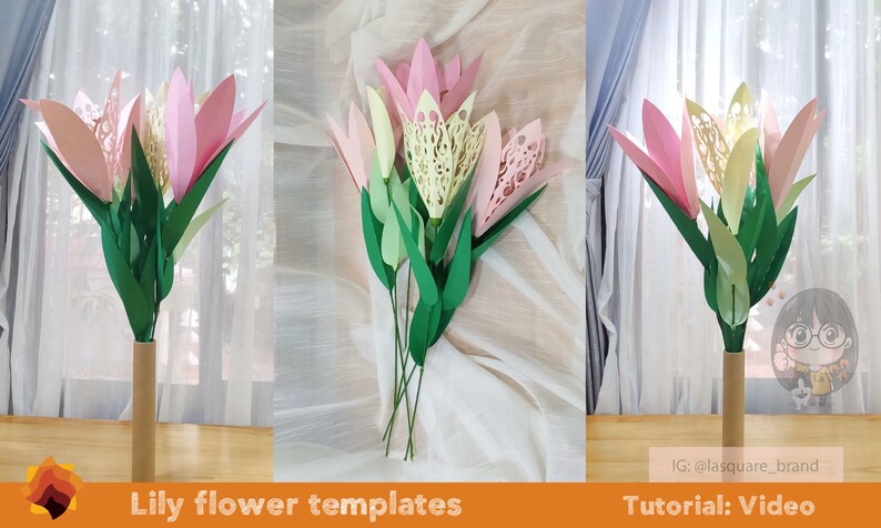 Paper Lily Flowers Bouquet Template SVG DXF PDF Jpg Png Diy - Etsy