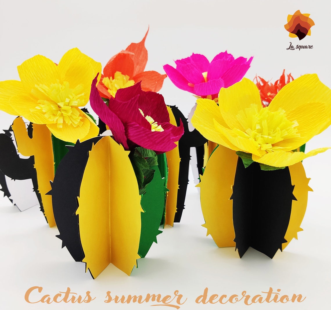 Paper Cactus Template Crepe Flower SVG Pdf DXF Jpg Png for - Etsy