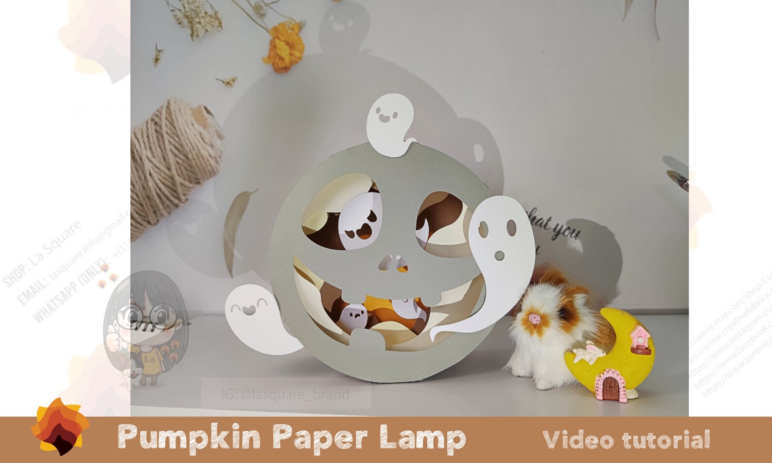 Halloween Pumpkin Paper Lamp Template: Shadow Box SVG DXF (digital ...