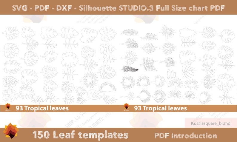 150 Paper Leaves Templates Paper Leaf & Vine Templates - Etsy