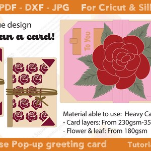 3D Pop-up Rose Greeting Card Flower Pop up Card Printable 3d - Etsy