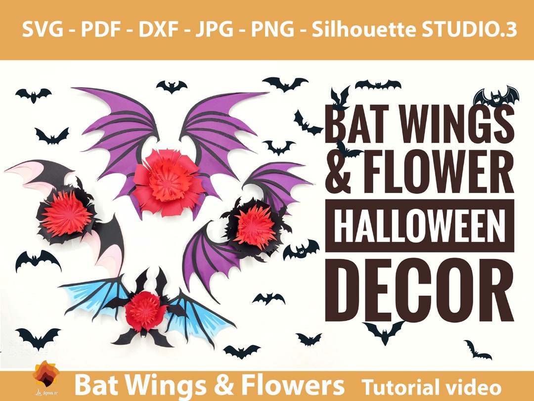 Bat Halloween Paper Flower Templates, Halloween Bat Silhouette ...