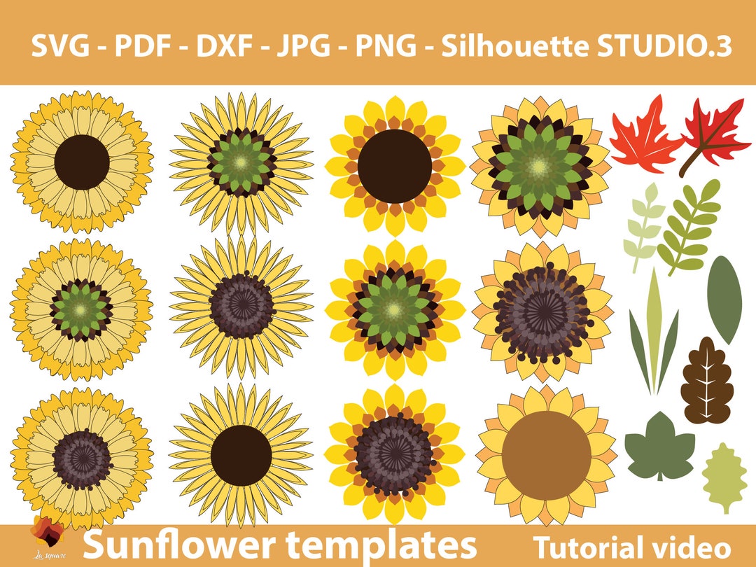 04 SUNFLOWER Paper Flowers Backdrop Template, Sunflower Backdrop ...