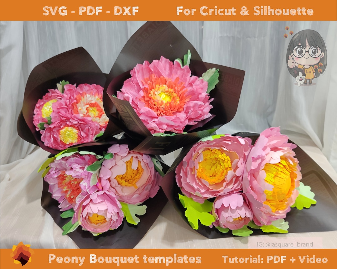 Crepe Paper Peony Bouquet Templates: SVG, DXF, PDF - Etsy