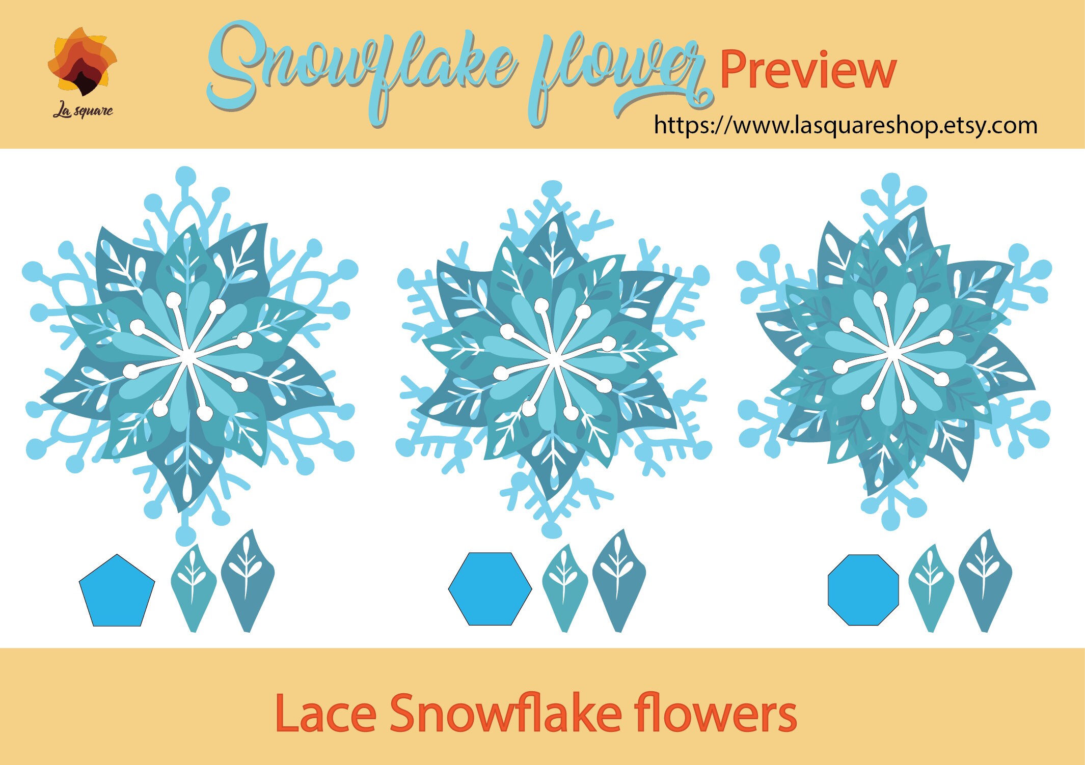Snowflake flowers backdrop template Christmas Paper Flowers | Etsy
