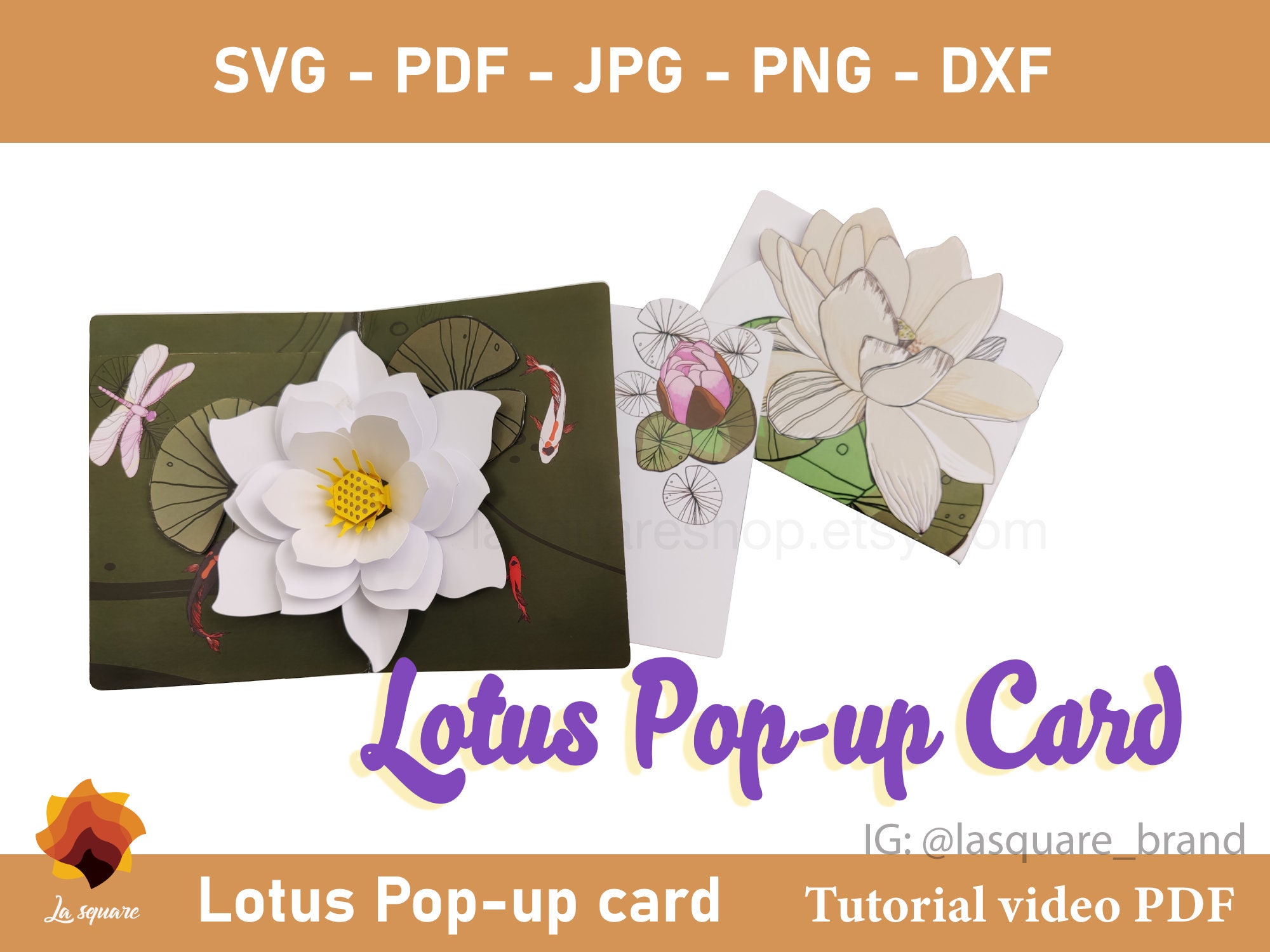 3D Lotus Pop-up greeting card 5x7 flower Pop-up card | Etsy