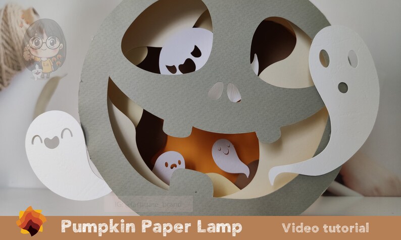 Halloween Pumpkin Paper Lamp Template: Shadow Box SVG DXF (digital ...
