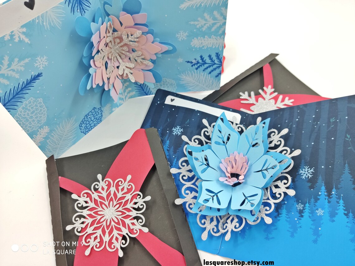 Snowflake pop-up 5x7in greeting card Snowflake Pop-up card | Etsy