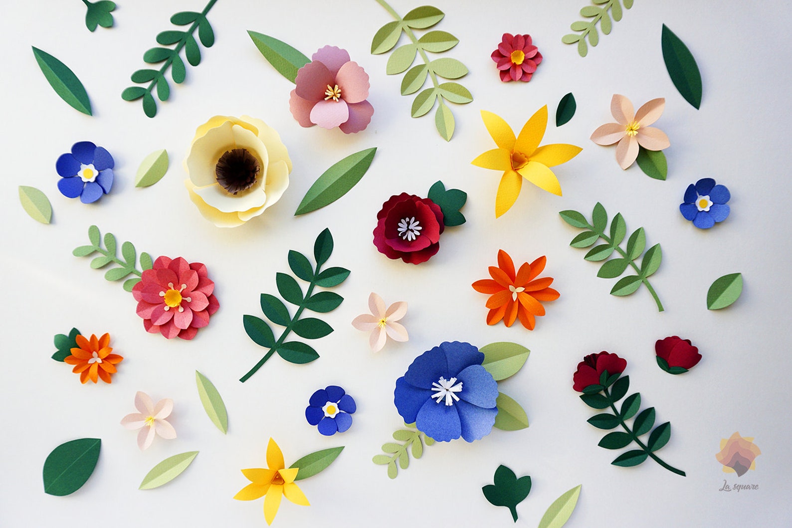 08 SPRING Paper Flowers Template, Bundle Flower SVG, Small Flower Pdf ...