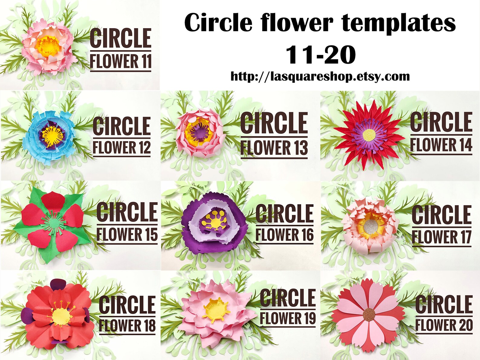 40 Circle Paper Flowers SVG Flower Templates Flower - Etsy