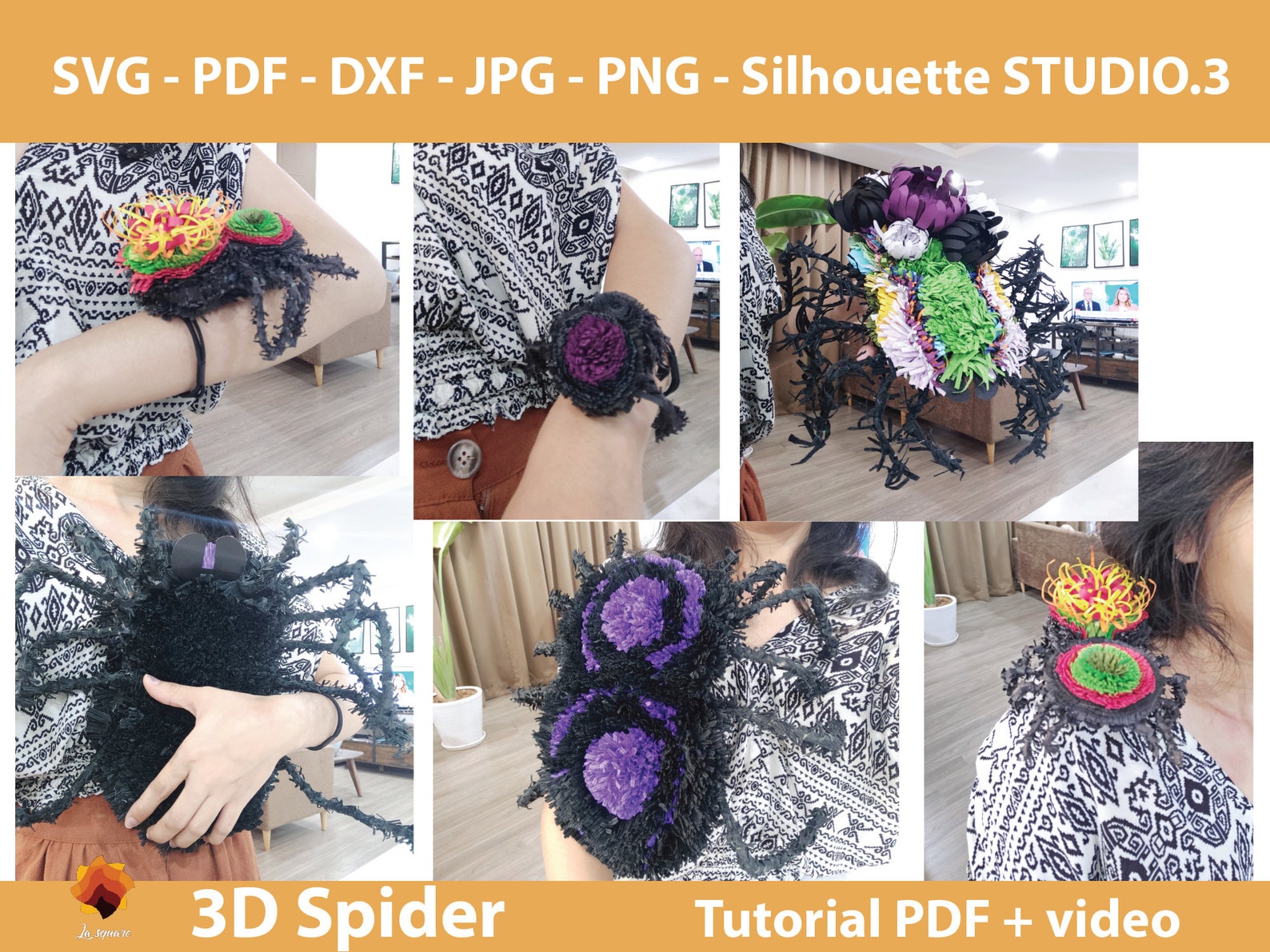 3D Spider and Spider Flowers Templates 3d Spider Svg Spider - Etsy