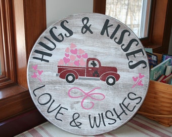 Hugs and Kisses and Valentine's Day Wishes Printable Sign - Etsy
