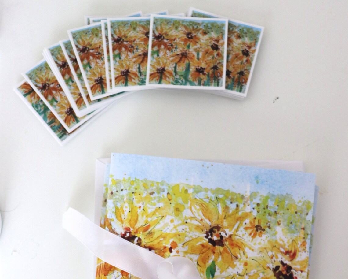 Sunflower Original Art 2x2 SQUARE Stickers - Etsy