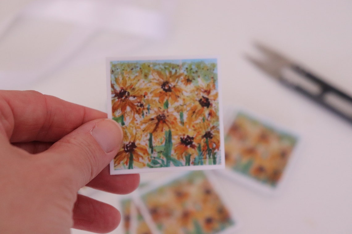 Sunflower Original Art 2x2 SQUARE Stickers - Etsy