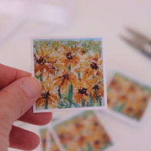 Sunflower Original Art 2x2 SQUARE Stickers - Etsy