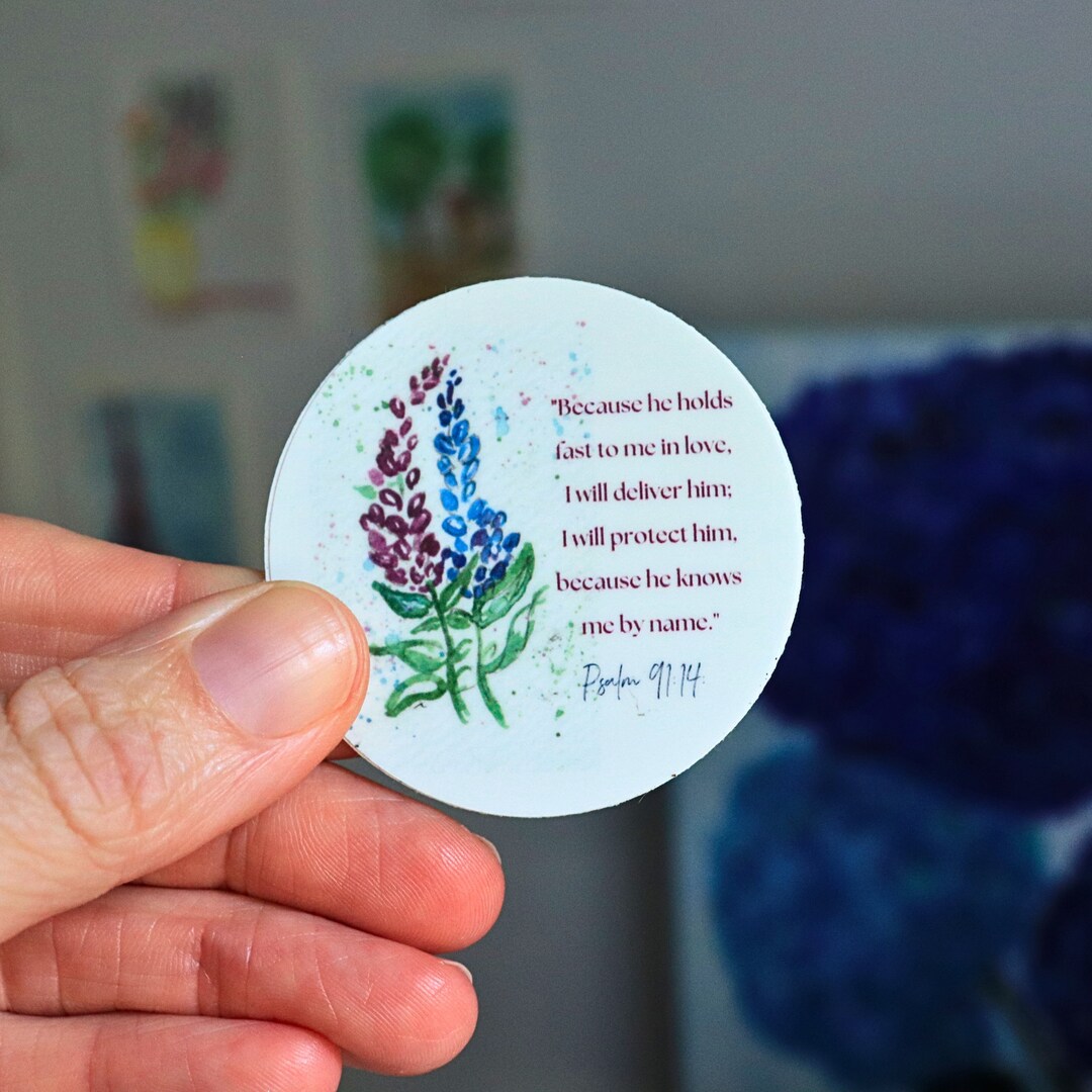 Psalm 91:4 2 Inch Circle Sticker With Blue and Purple Lupines - Etsy