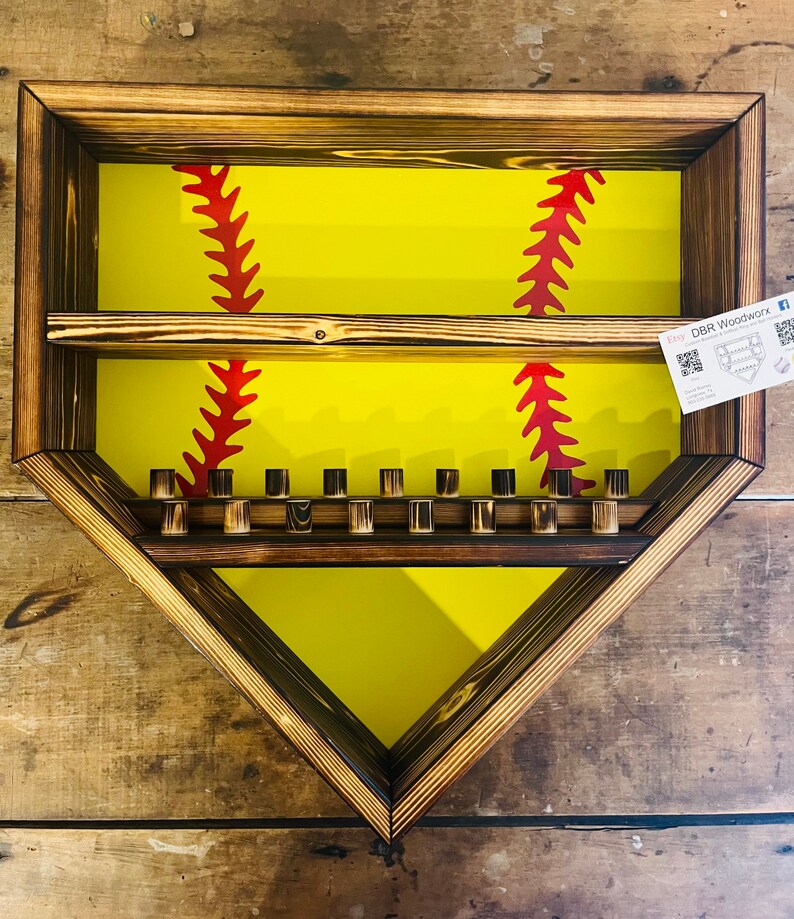 Softball Homeplate 17 Ring and 4 Ball Display Case Holder - Etsy