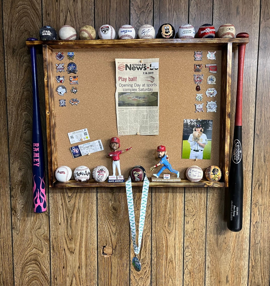 Large Baseball Ball Bat and Pin Display Case Holder | Etsy