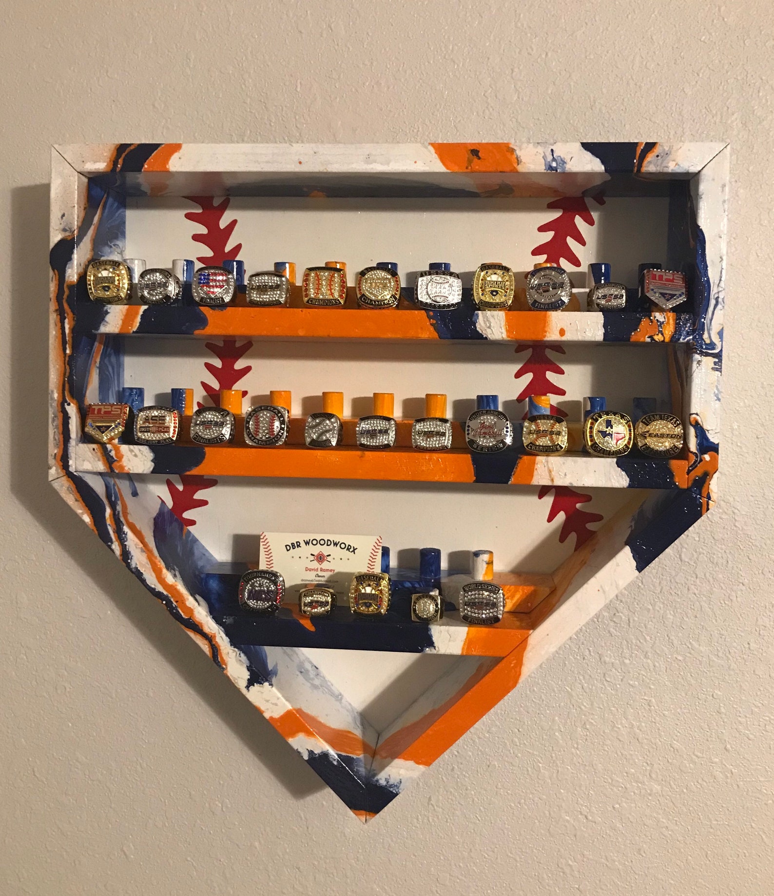 Baseball Homeplate 55 Ring Display Case Holder Hydro Dipped - Etsy