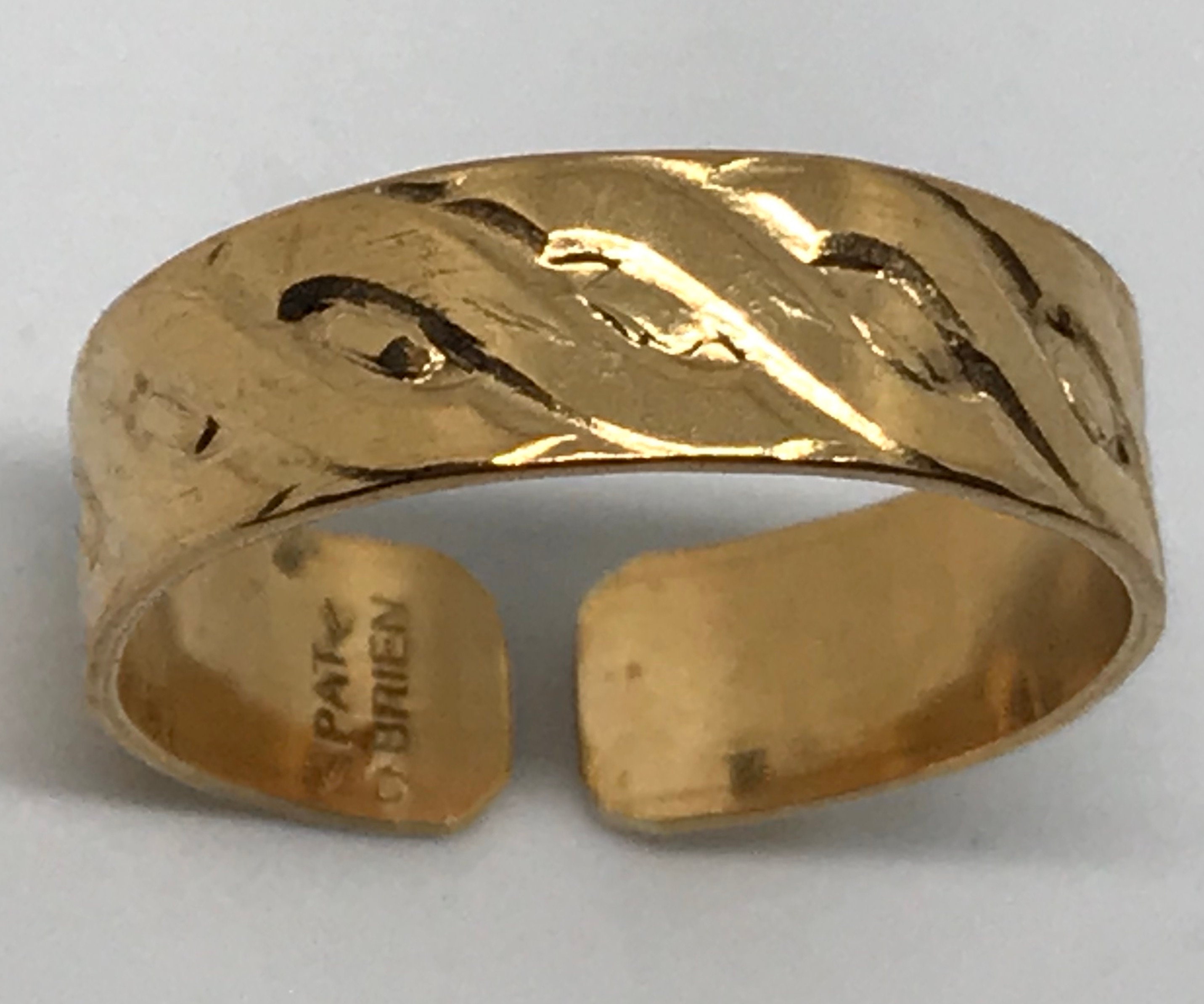 BRASS Adjustable Open Back Chain Pattern Rolled Ring Choice - Etsy