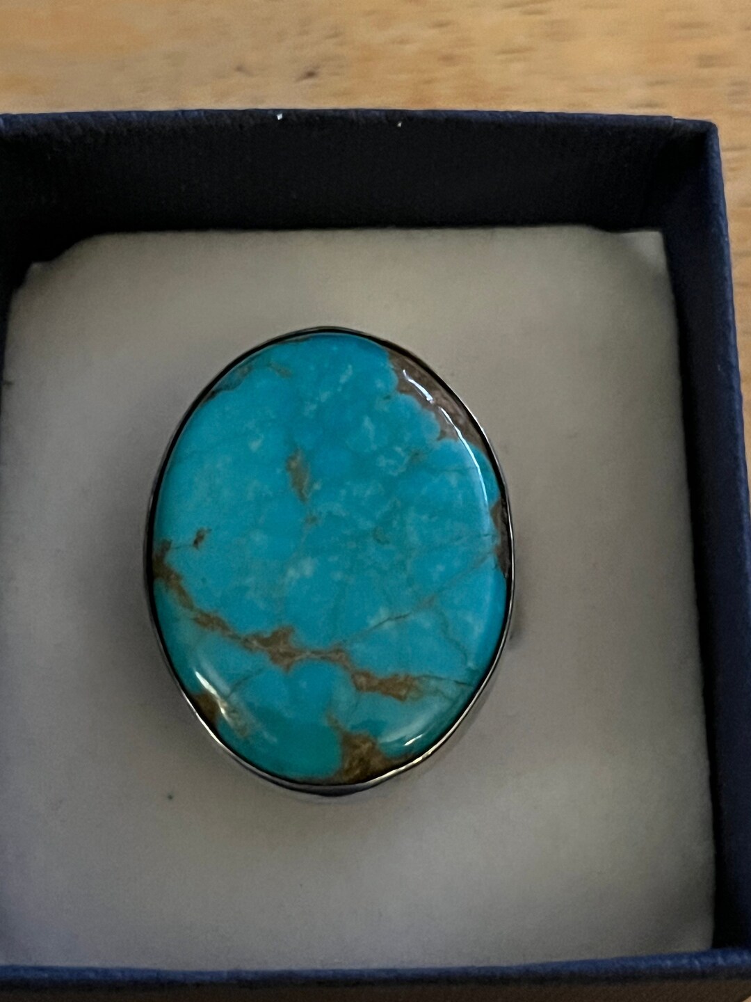 KINGMAN Water Web Blue Turquoise With 30x22mm Oval Cab .925 Sterling ...