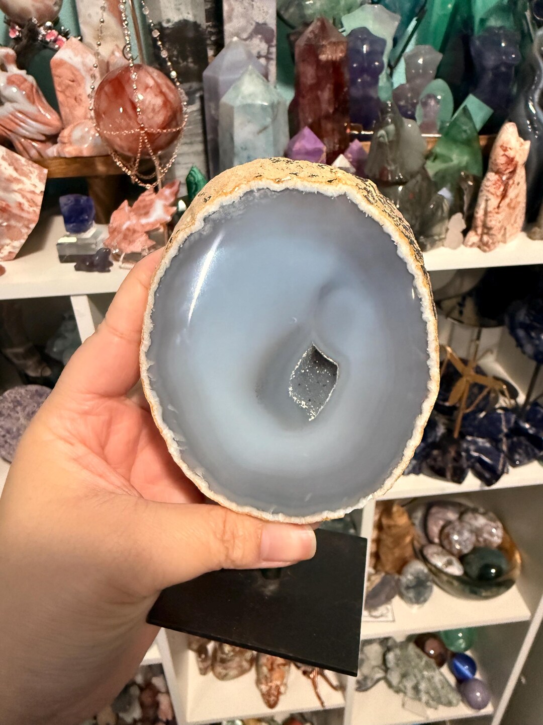 Crystal Agate Slice on Stand - Etsy