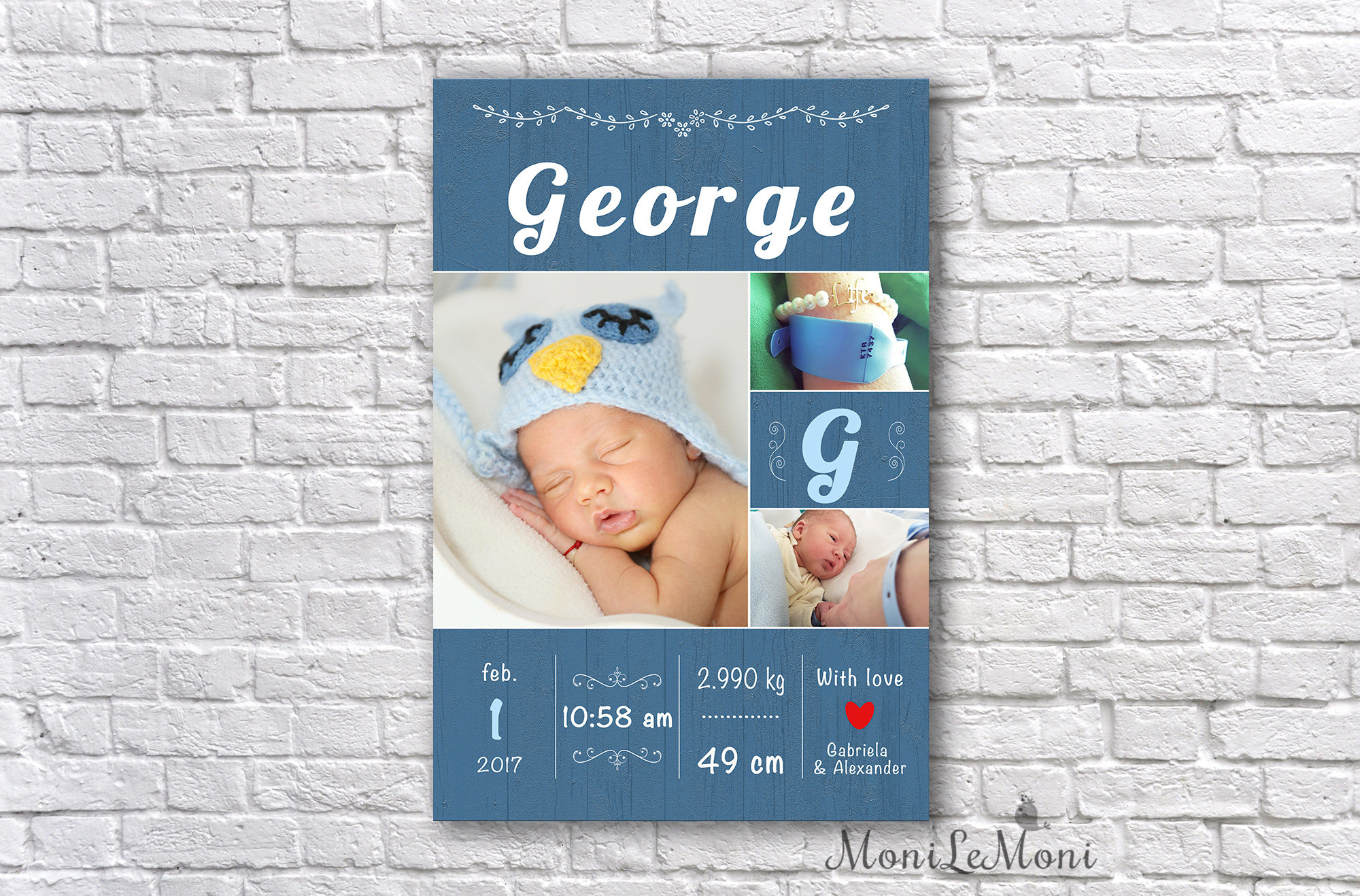 Digital Prints Art & Collectibles Baby Birth Info Sign Printable Baby ...