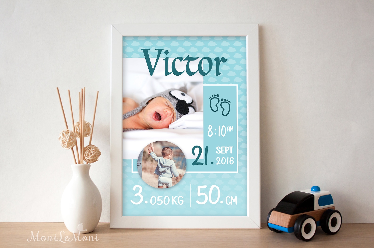 Printable Baby Birth Poster With Photos Birth Announcement - Etsy