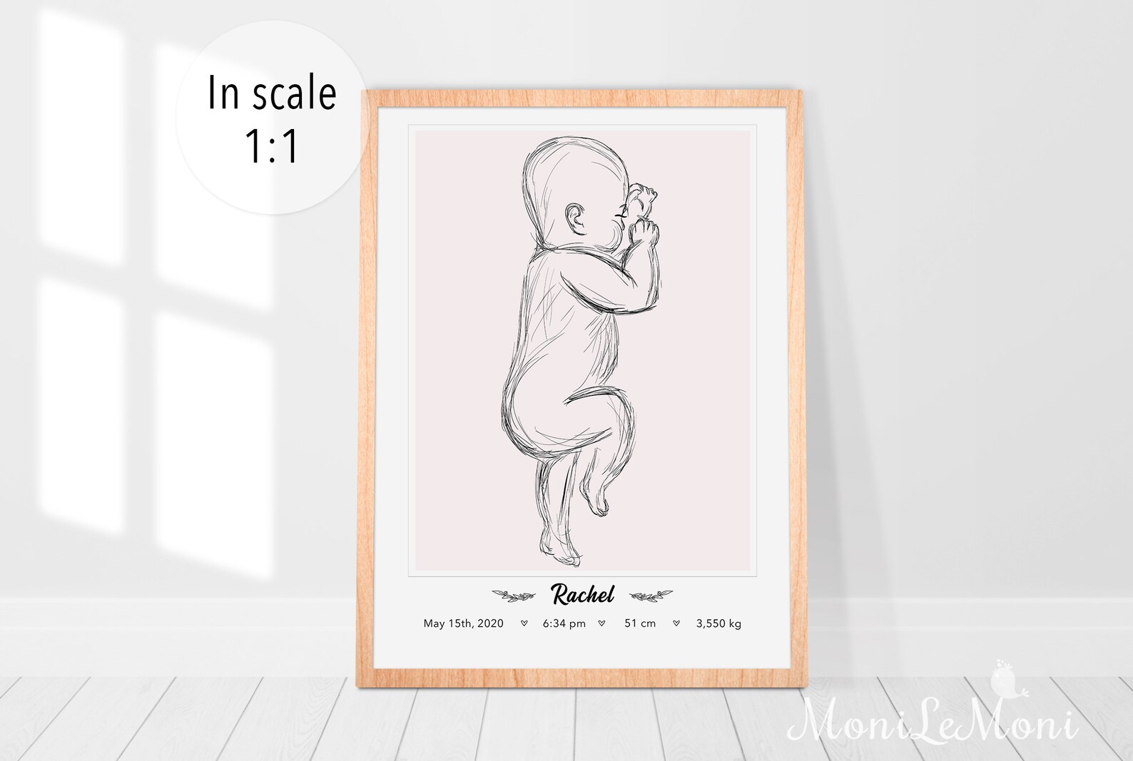 Newborn Poster in Scale 1:1 Birth Poster Personalized Baby - Etsy