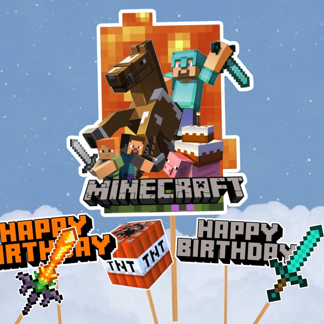 Diy Minecraft Cake Topper Cupcake Toppers Minecraft Topper Etsy