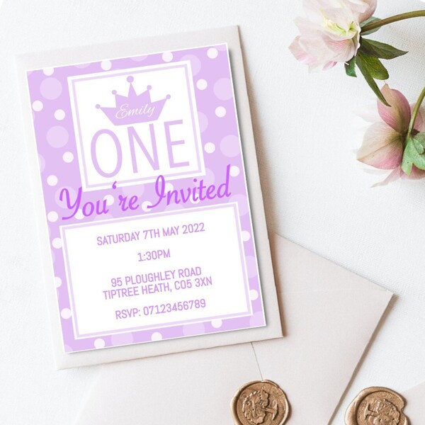 Princess is Turning One Invitation - Etsy