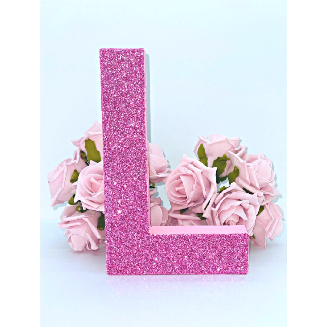 Pink Glitter Letter Freestanding Letters Paper Mache - Etsy UK