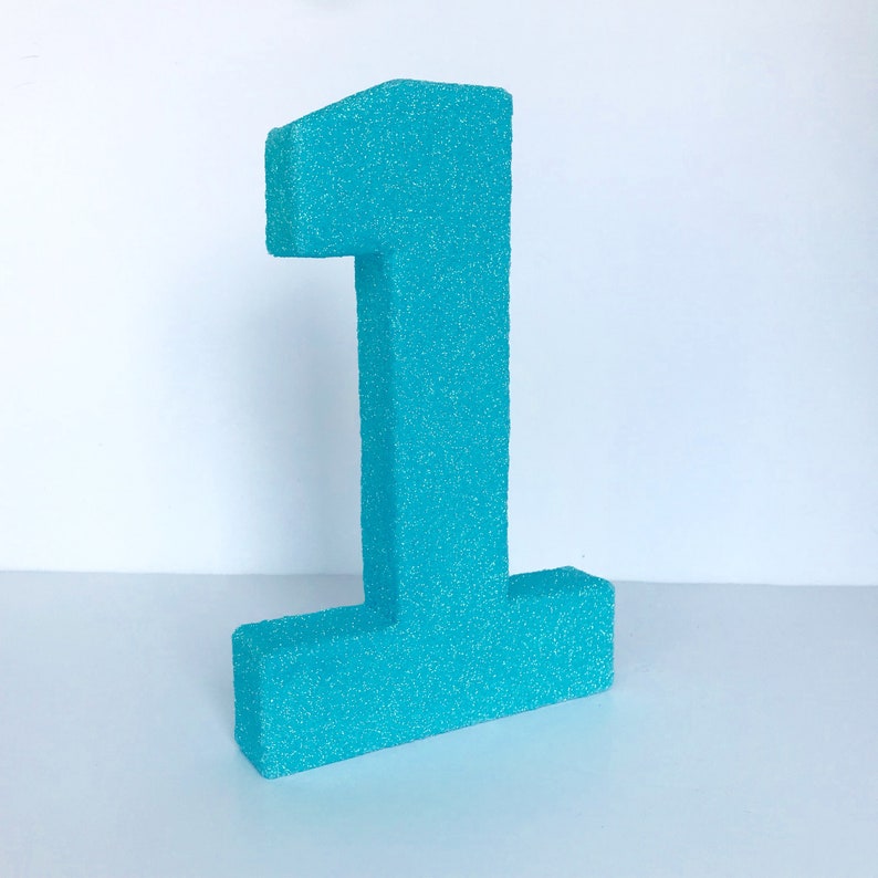 Blue Glitter Number 1 Glitter Number one Freestanding | Etsy