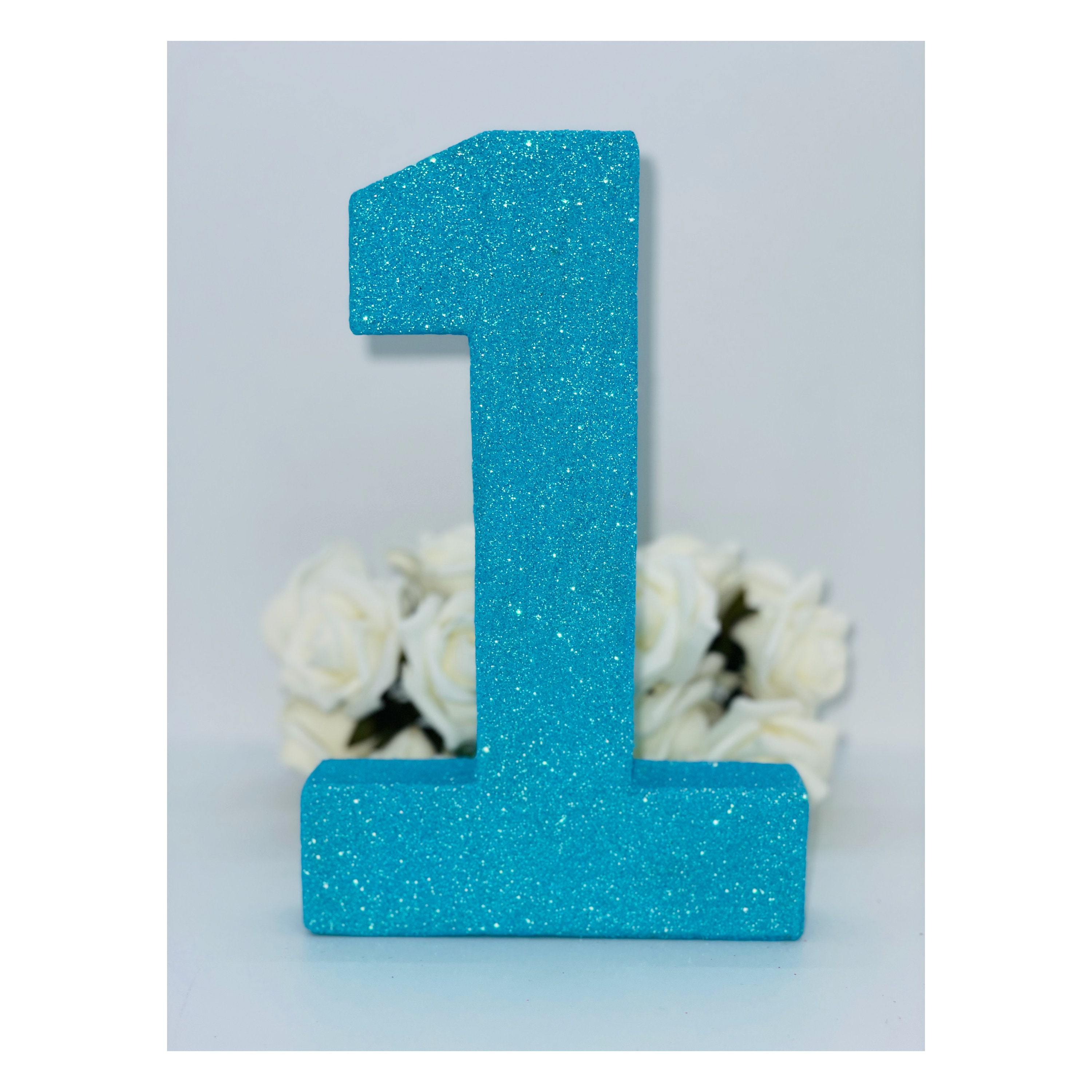 Black Glitter Number 1 Glitter Number one Freestanding | Etsy