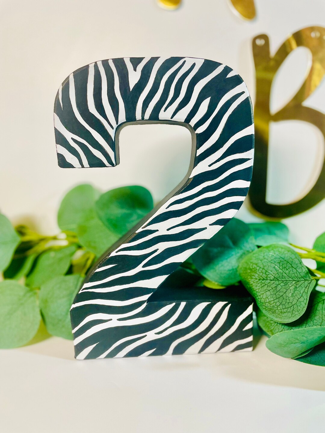 Zebra Birthday Number 2, Large 3D Age Numbers, Jungle Birthday Party ...