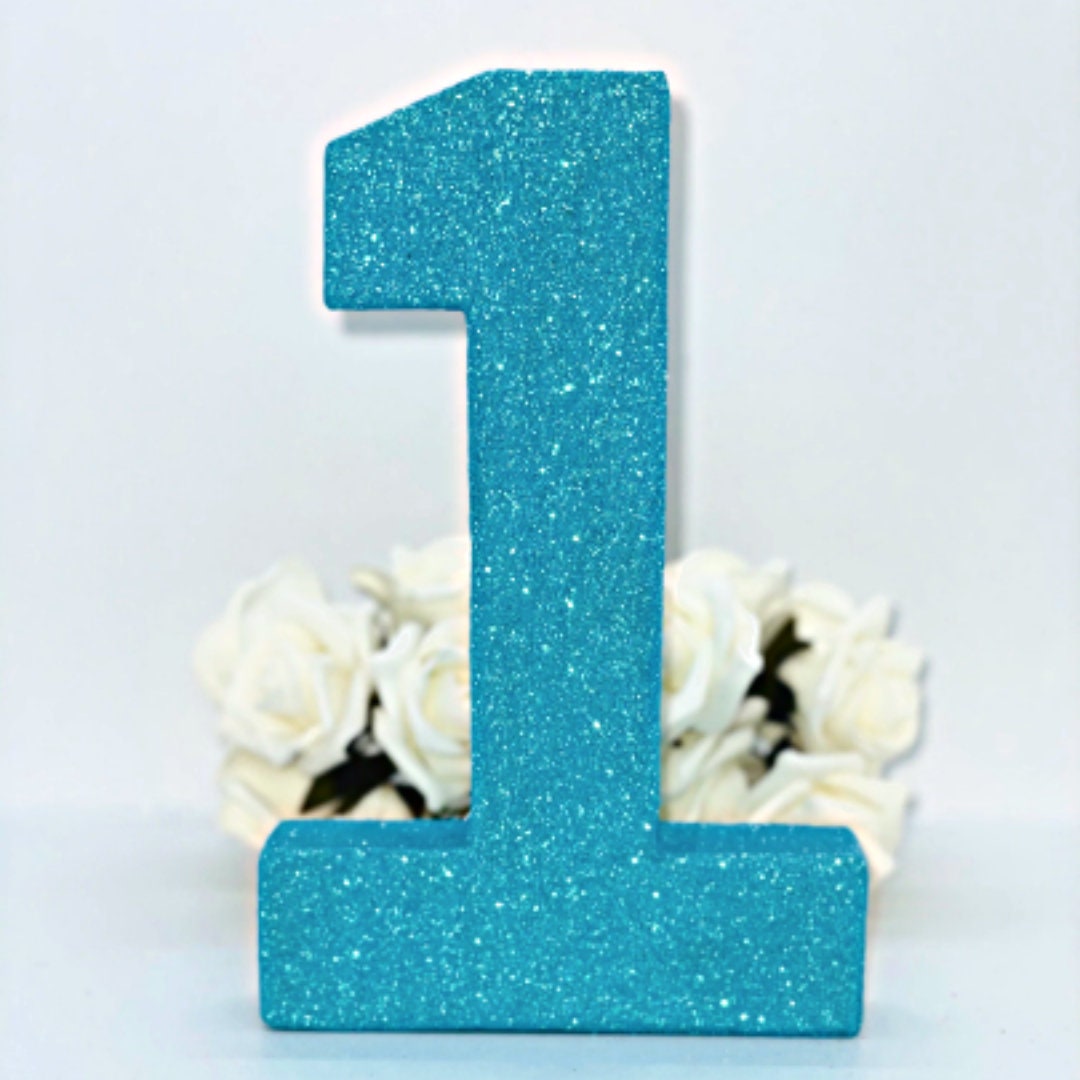 Blue Glitter Number 1, Glitter Number One, Freestanding Number ...