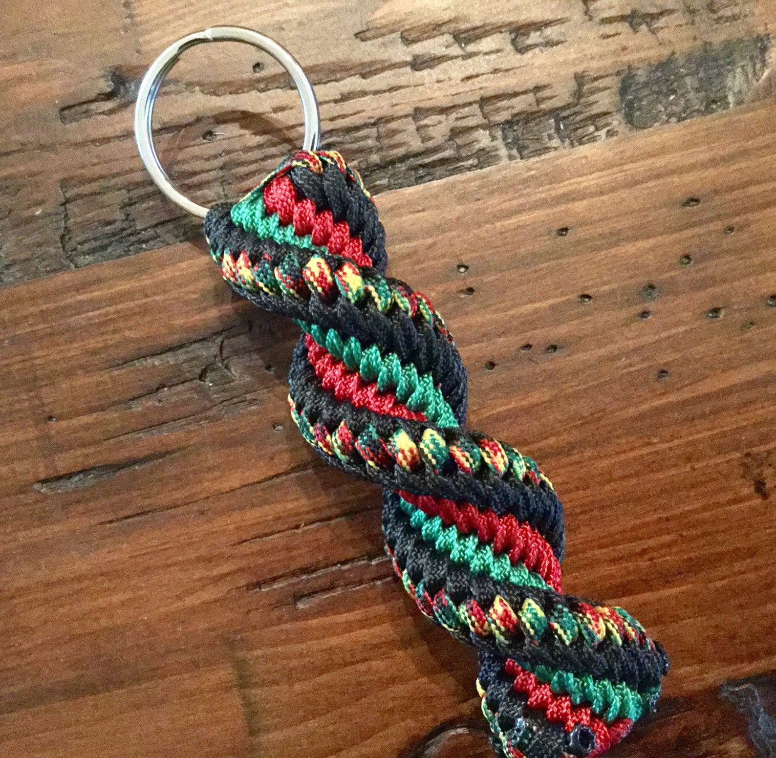 5-string Rasta Spiral Paracord Keychain Rasta Gifts Rasta - Etsy