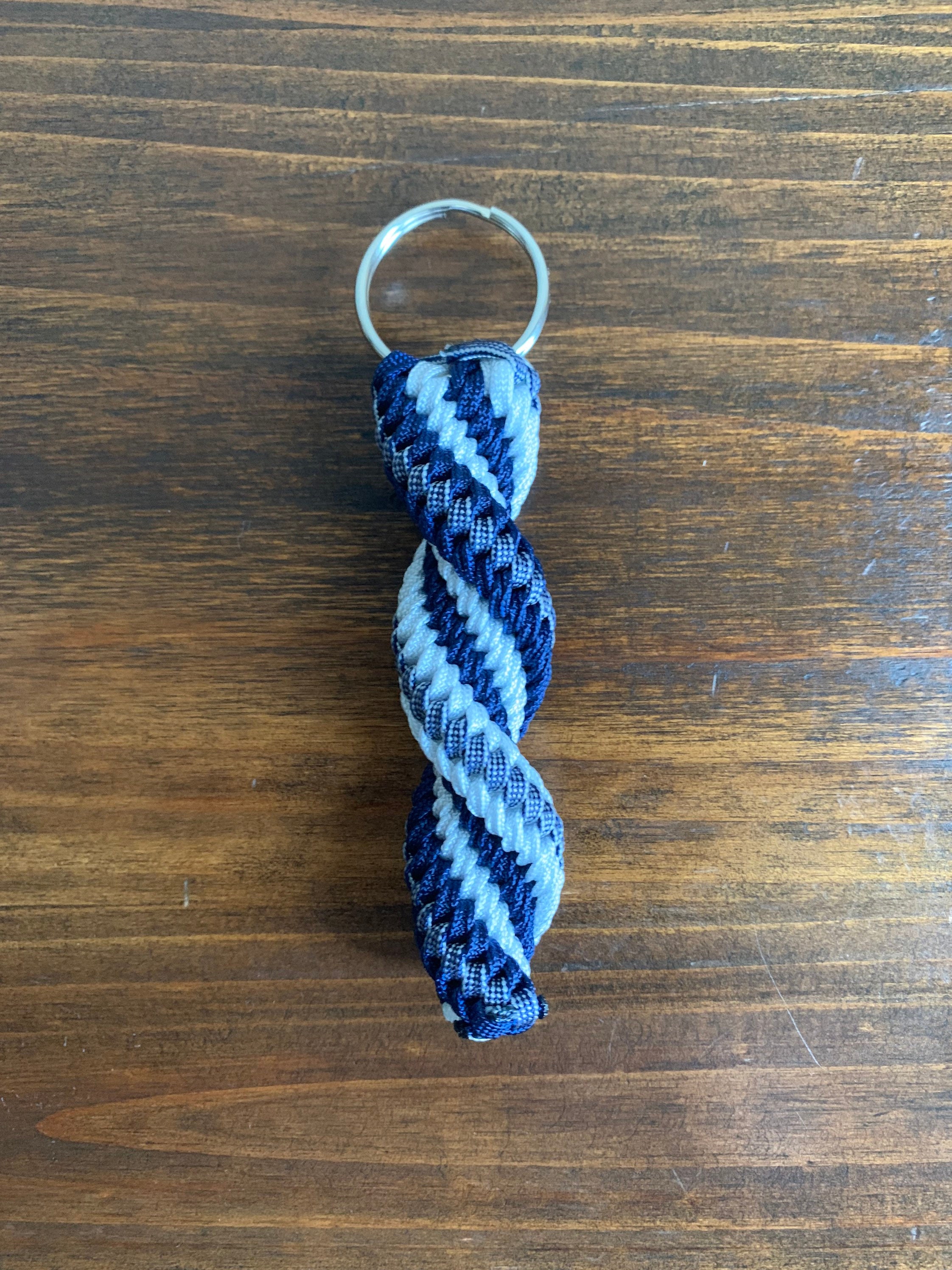 5-string Navy Blue and White Spiral Paracord Keychain Penn - Etsy