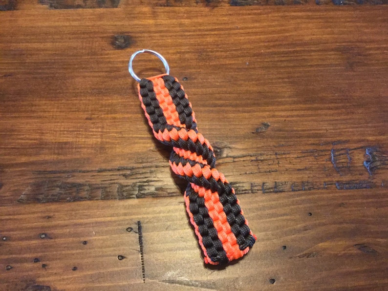 4-String Orange & Brown Brick/Twist Paracord Keychain | Etsy
